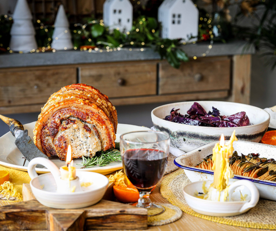 James Strawbridge's Roast Porchetta with Squash and Mulled Cider Cabba